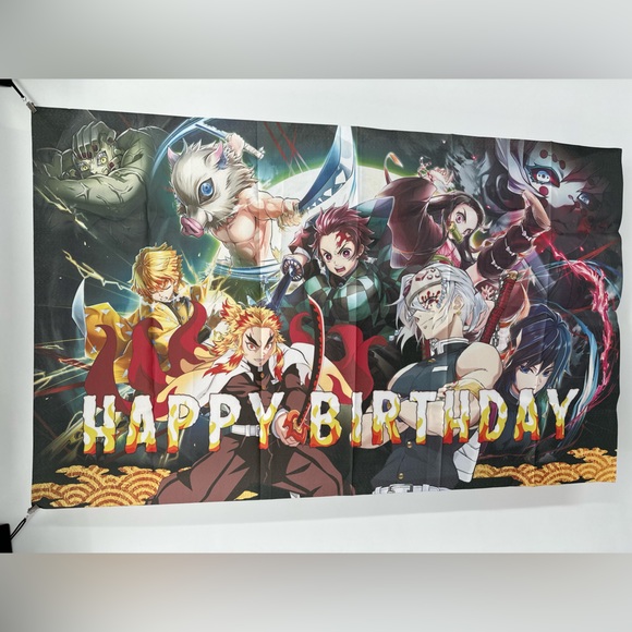 Party Supplies | Demon Slayer Happy Birthday Backdrop Banner 3x48 ...